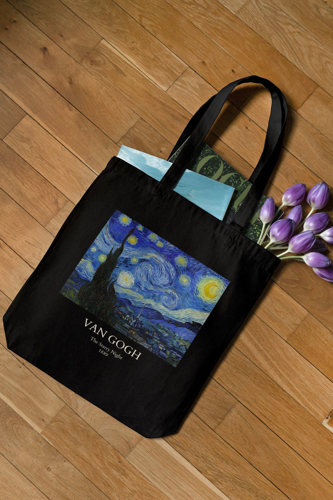 Van Gogh Starry Nights Black Tote Bag with Zipper – The Urban Walks